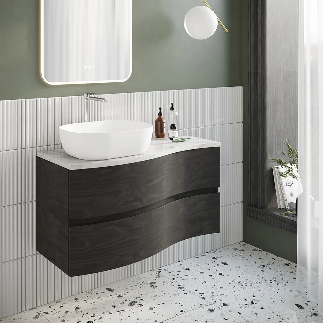 Crosswater Svelte 1000 Vanity Unit & Carrara Marble Effect Worktop ...