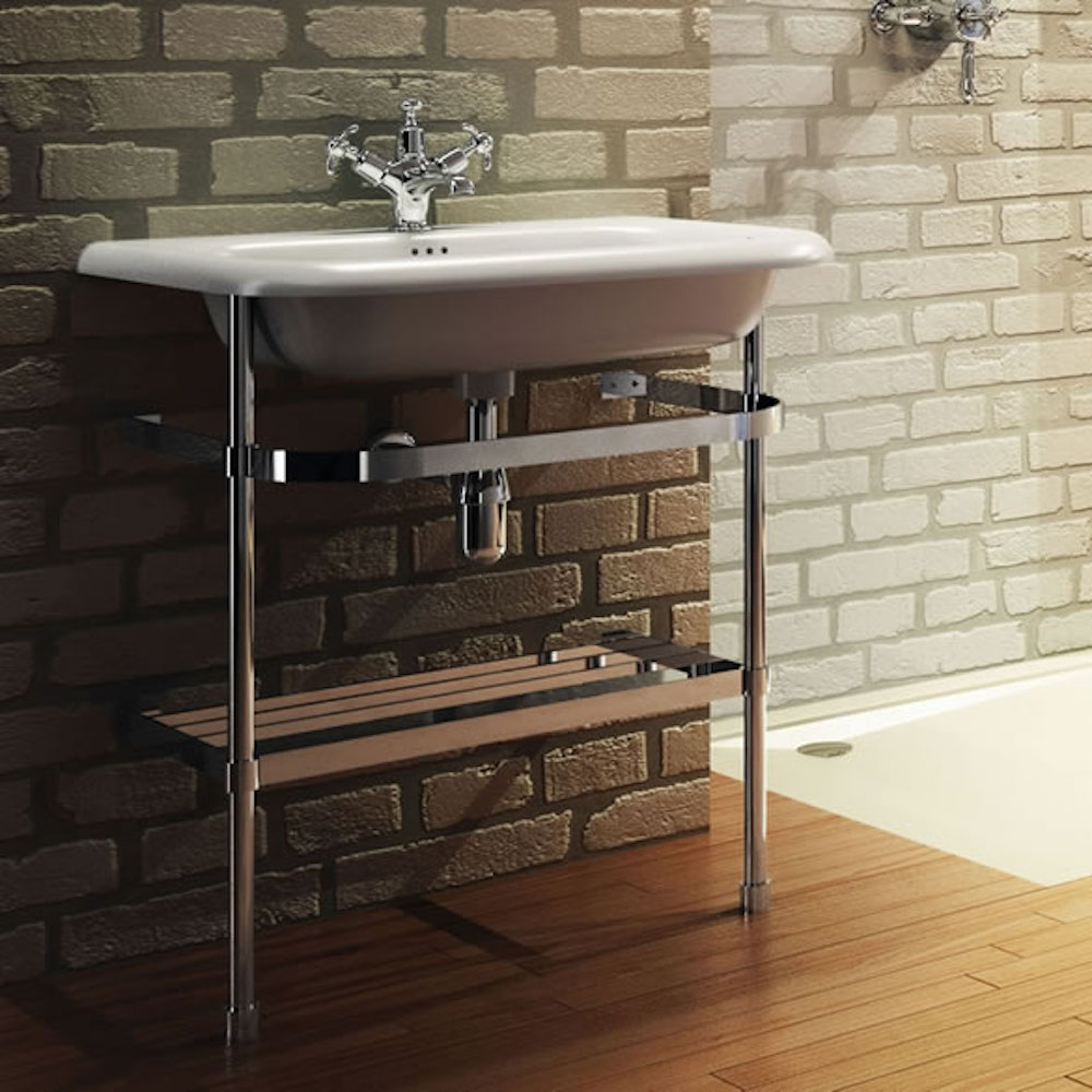 Clearwater 750mm Roll Top Basin with Stainless Steel Stand ...