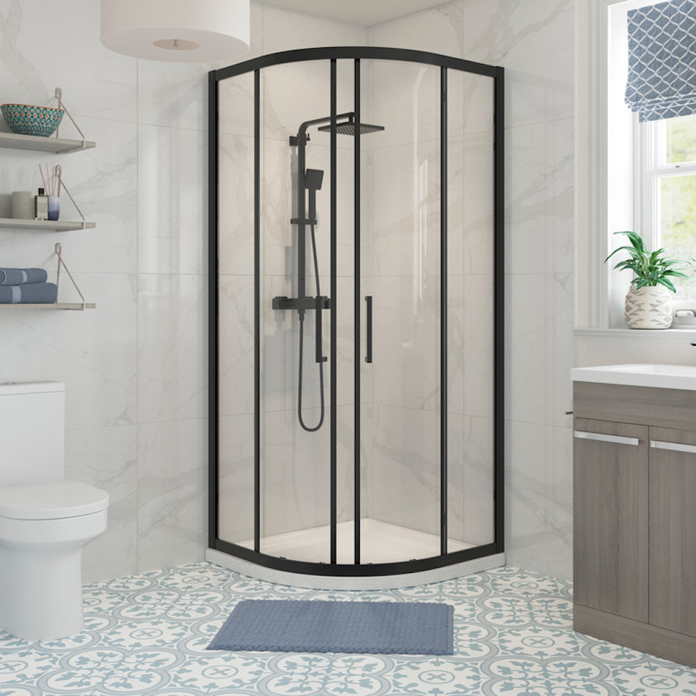 Bathmax Simplicity Two Door Matt Black Quadrant Shower Enclosure - Renaissance Bathrooms